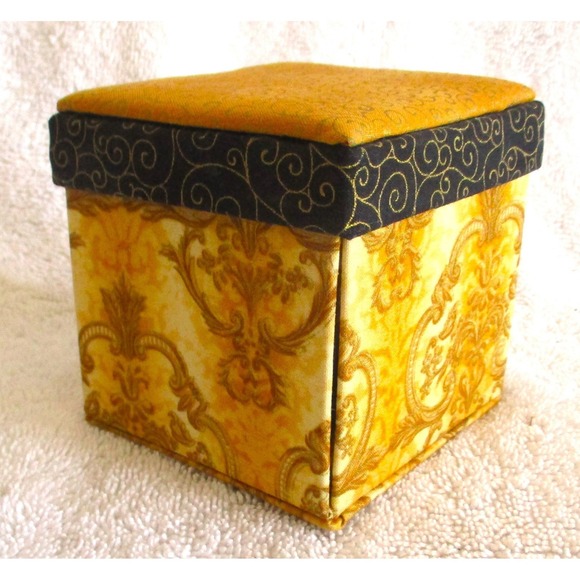 Handmade | Accents | Handmade Fabric Explosion Box Gold Damask Black ...